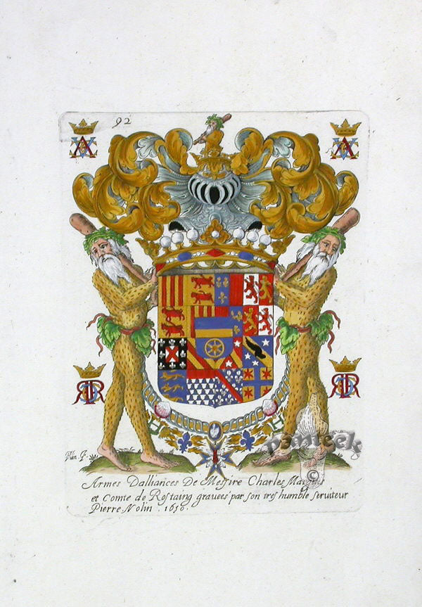 Armorial Universal Heraldic Crest Antique Prints 1679