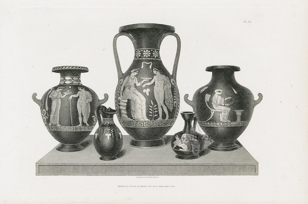 Henry Moses Print Etruscan Vases Sphinx small size | Panteek Antique Prints