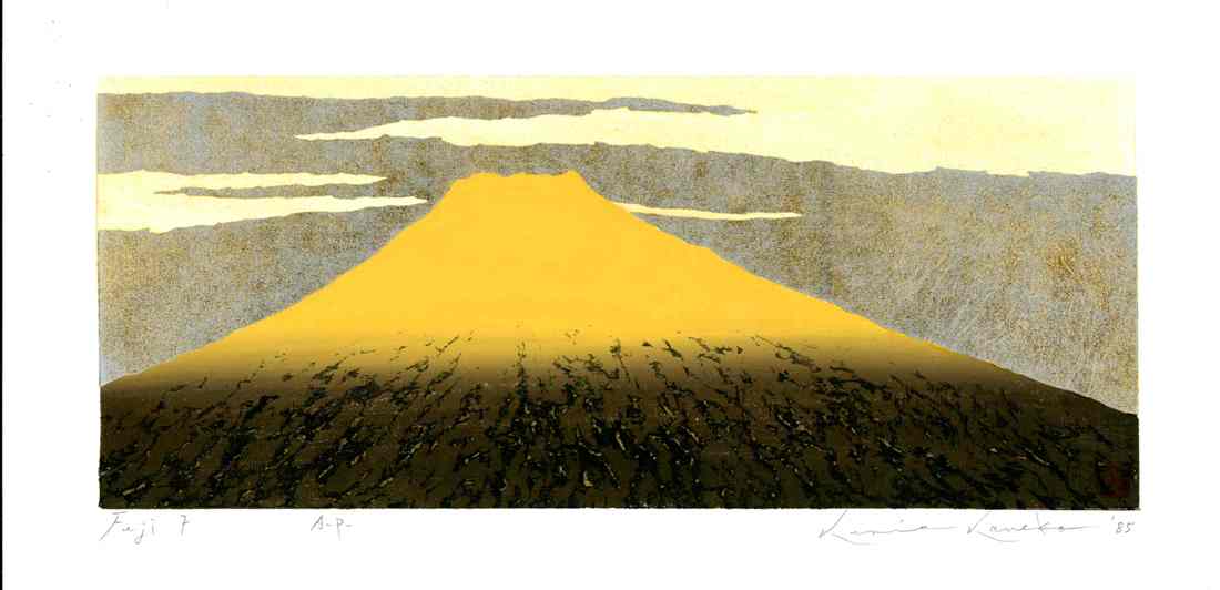 Kunio Kaneko Fuji 7 Yellow with Grey Sky | Panteek Antique Prints