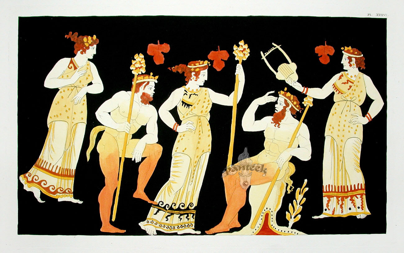 Millin Antique Folio Print 1808 Etruscan Vase Design Dionysus | Panteek ...