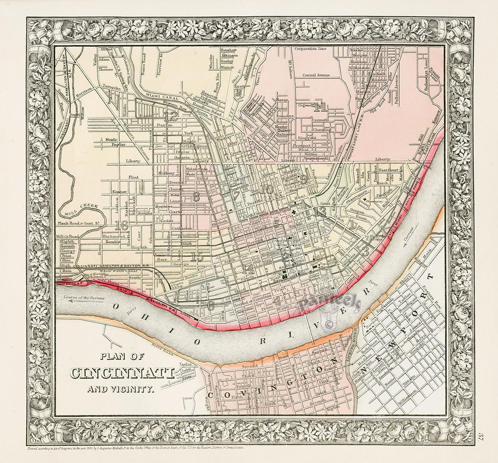 Mitchell Original Maps World Cincinnati | Panteek Antique Prints