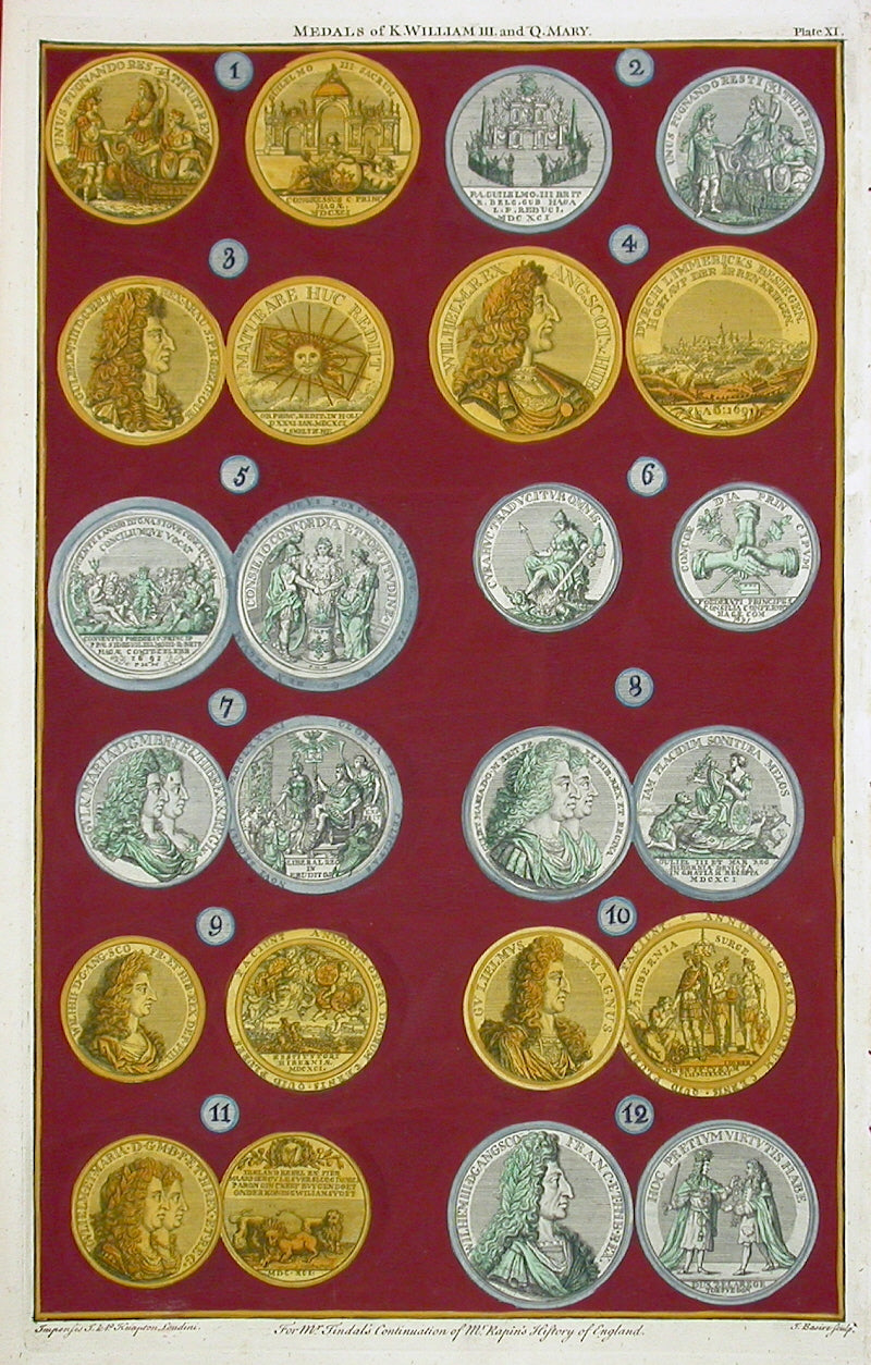 Rapin de Thoyras Engraving Coins King William, Queen Mary RA11 ...