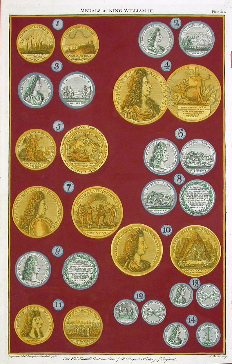 Rapin de Thoyras Engraving Coins King William, Queen Mary RA19 ...