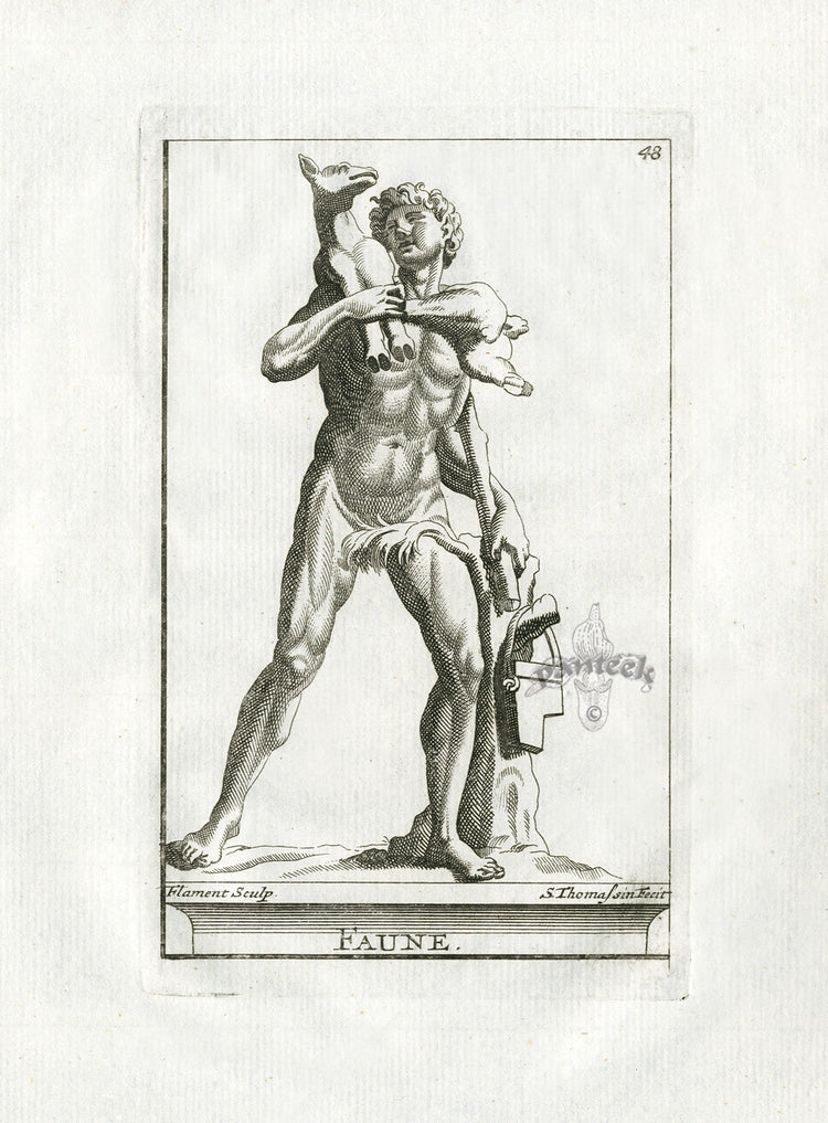 Thomassin Statues of Versailles Antique Print Man, Faun | Panteek ...