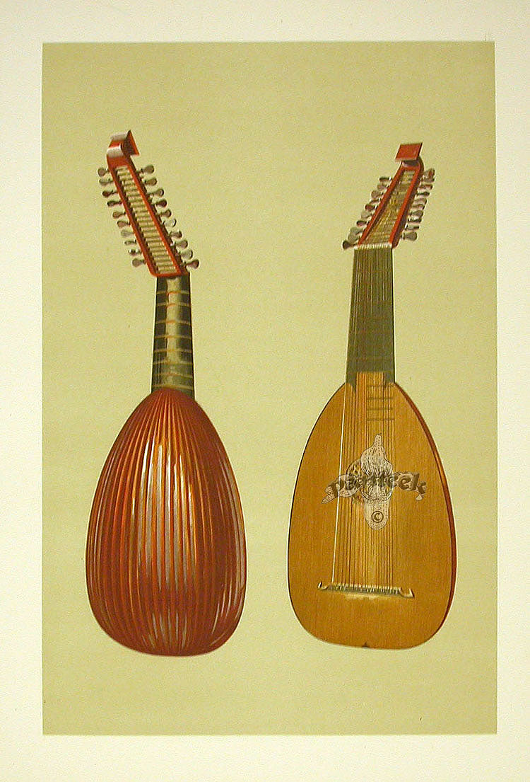 William Gibb Original Print Antique Musical Instrument Lute