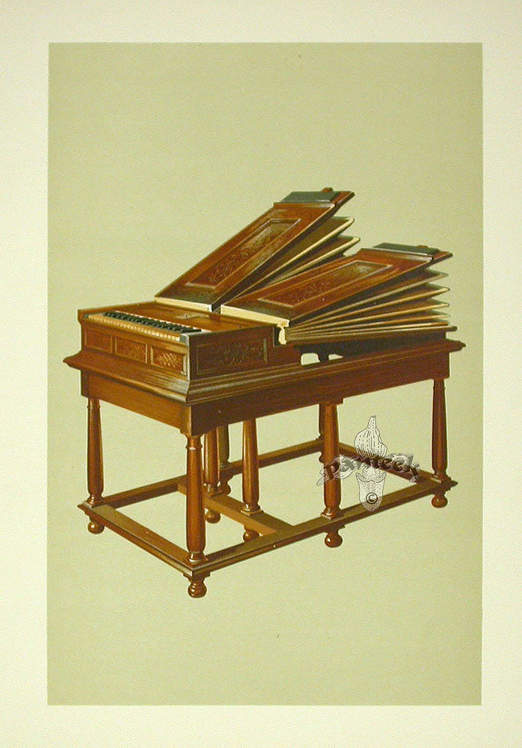 William Gibb Original Print Antique Musical Instrument Regal | Panteek ...